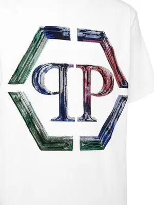 Philipp Plein Ss Strass Hexagon T-shirt ""01 White""